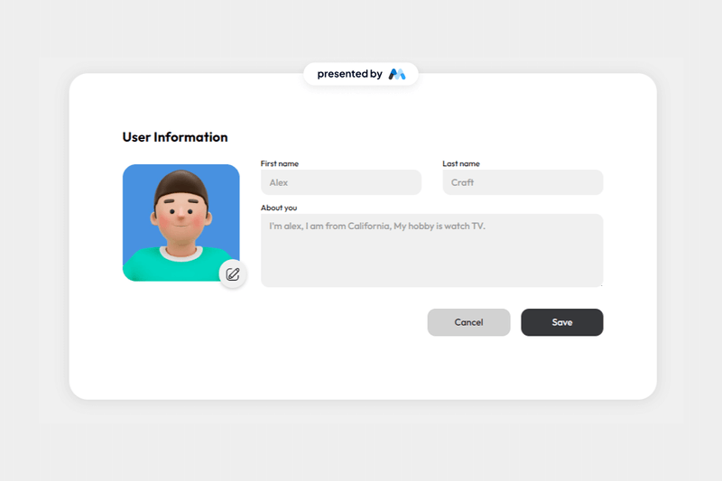 Elegant Profile Edit | Free Webflow Component